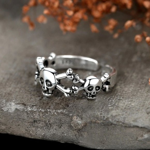 Jewelry | Minimalist 925 Sterling Silver Skull Ring Punk Ring Halloween ...